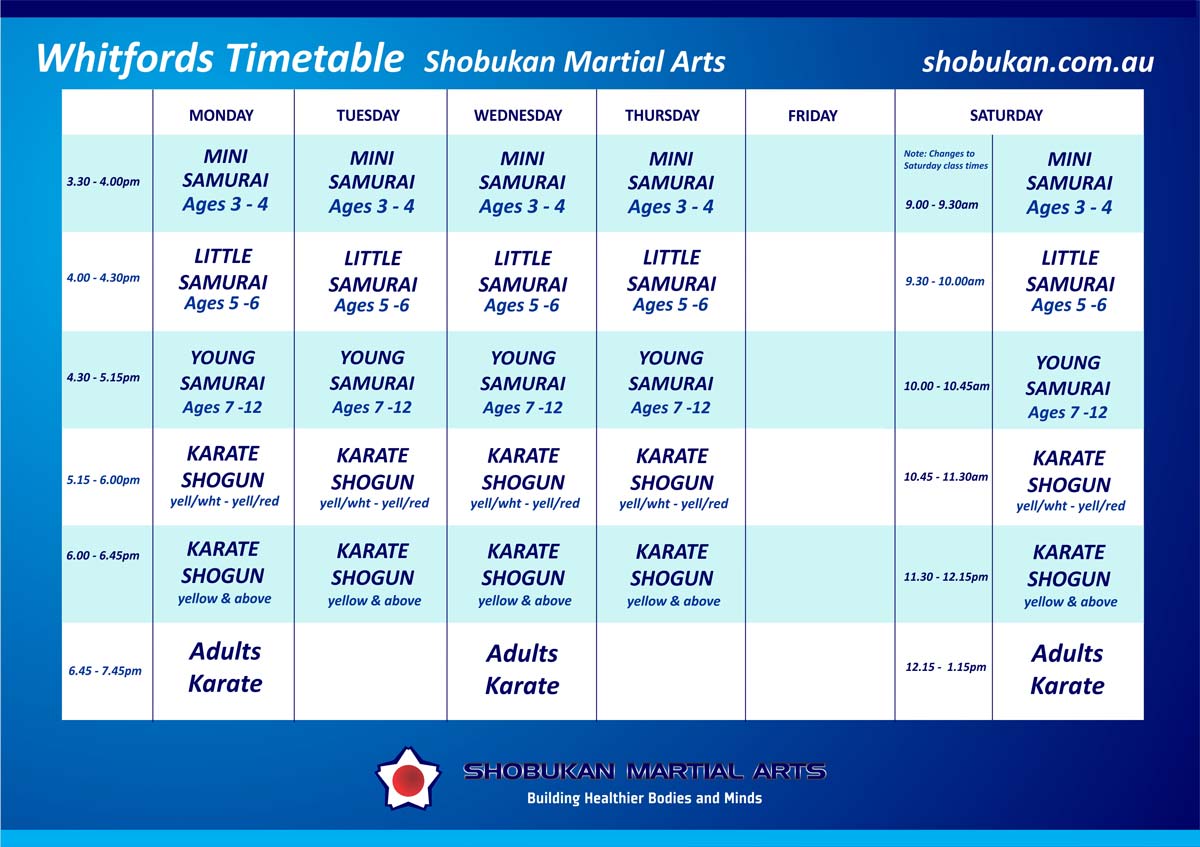 Locations & Timetables – Karate Kids Perth